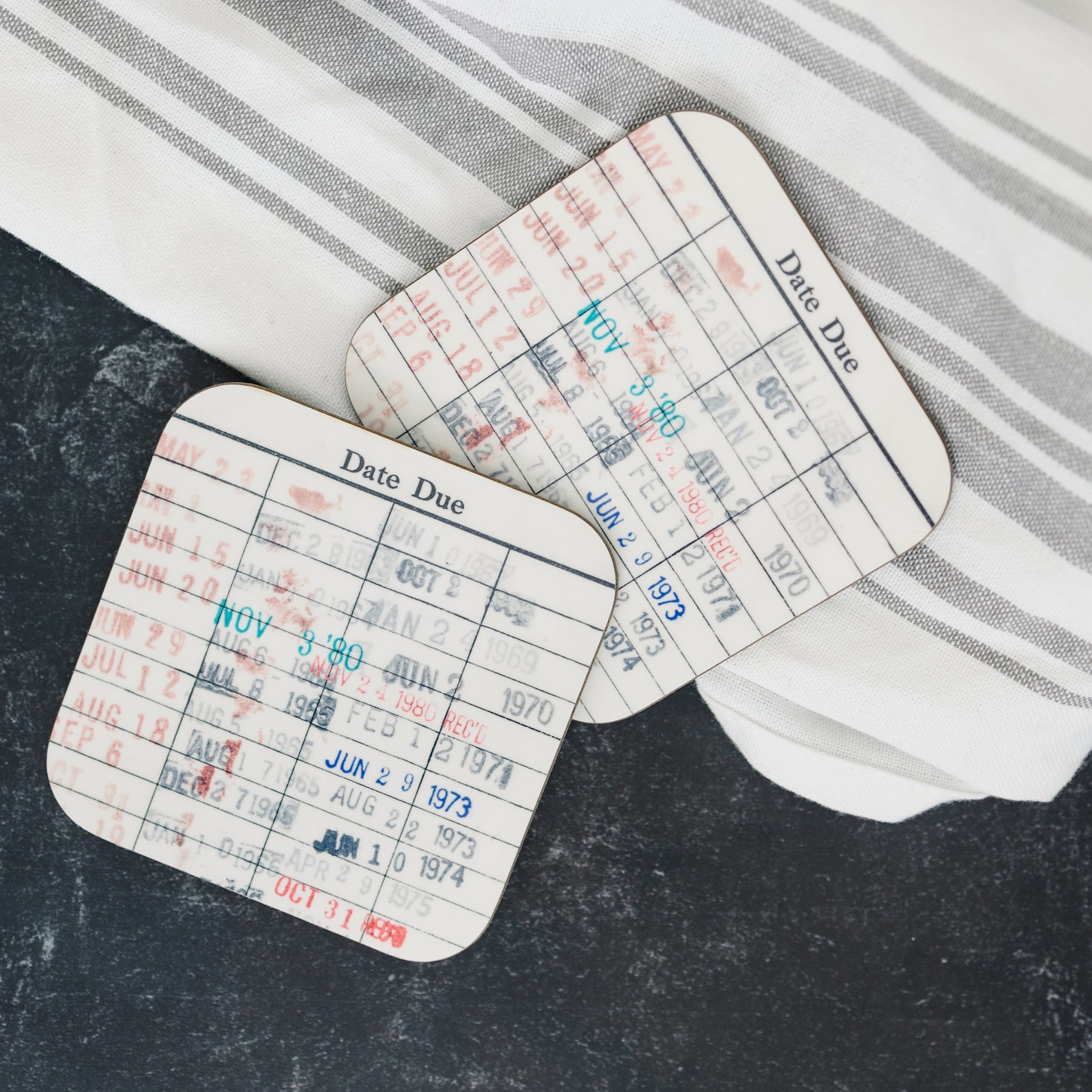 Library Card Coaster Librarian Gift Set of Coasters Reading Reader Book ...