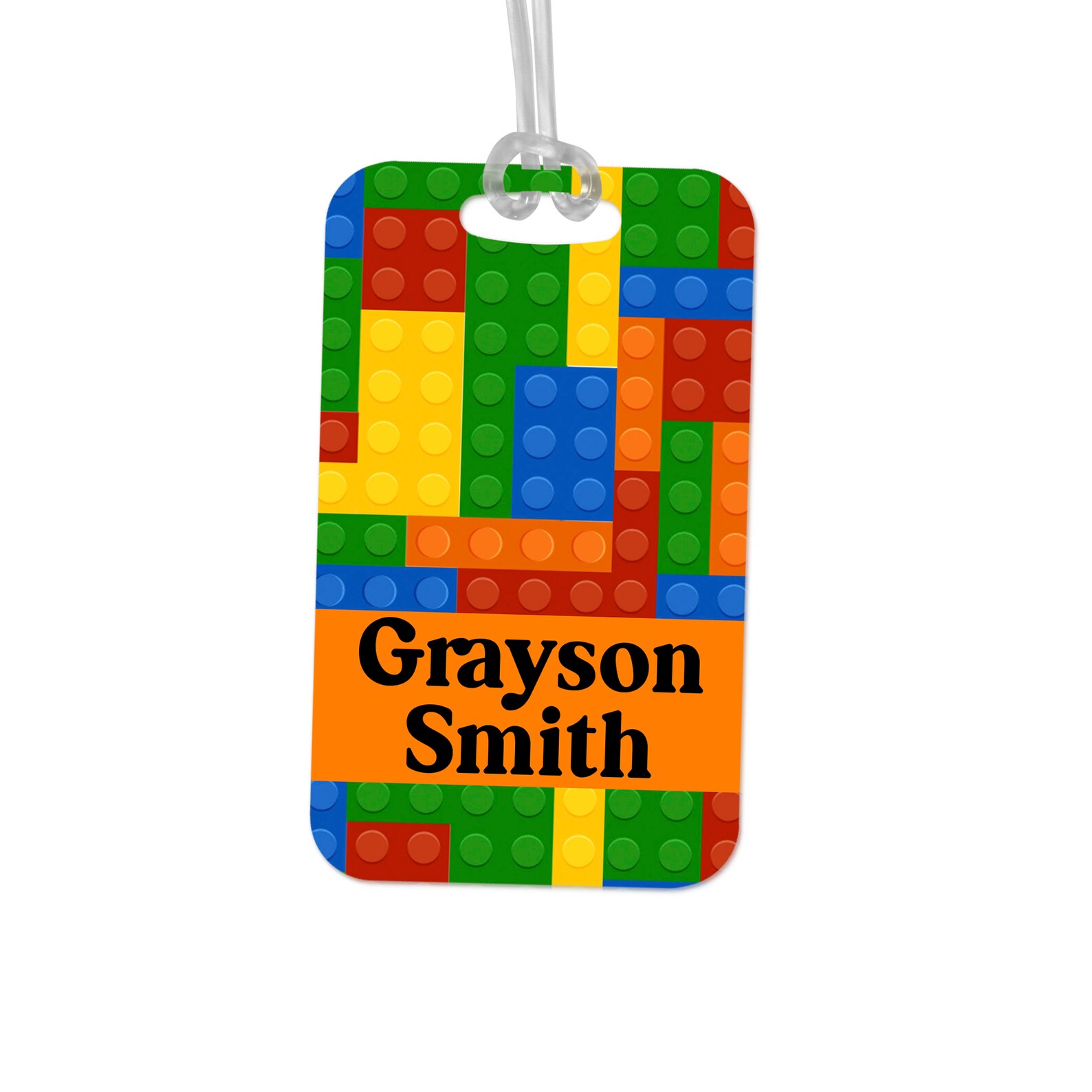 Boys Backpack Name Tag, Personalized Building Blocks Design, Custom ...