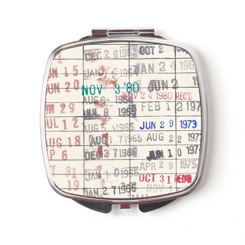 Vintage Library Card Compact Purse Mirror Gift for Readers - Etsy