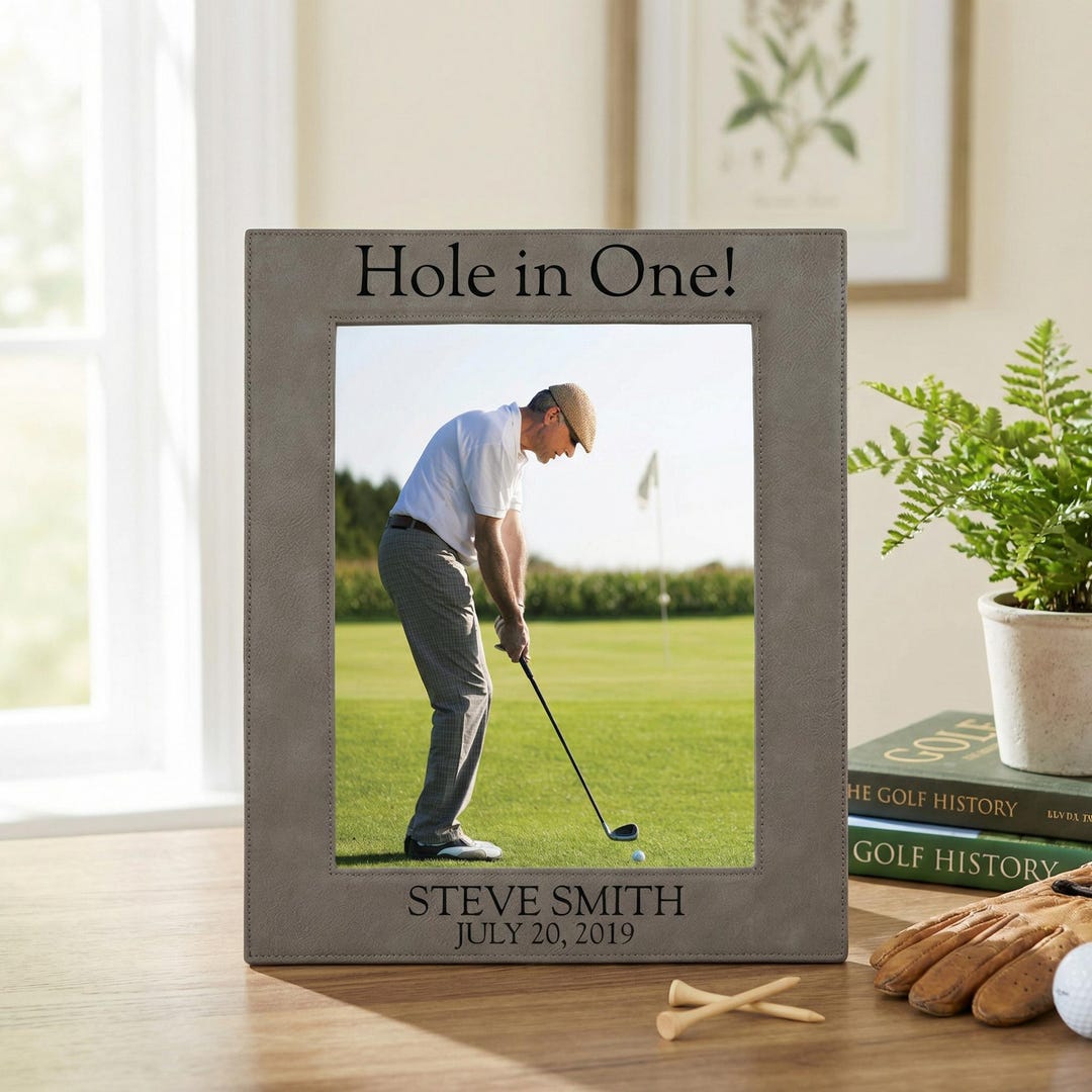 Personalized Golf Picture Frame, Faux Leather Hole-in-one Gift - Etsy