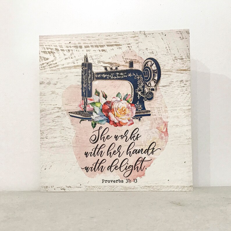 Proverbs 31 Wall Art Sewing Machine Room Decor, Crafting Room Sign ...