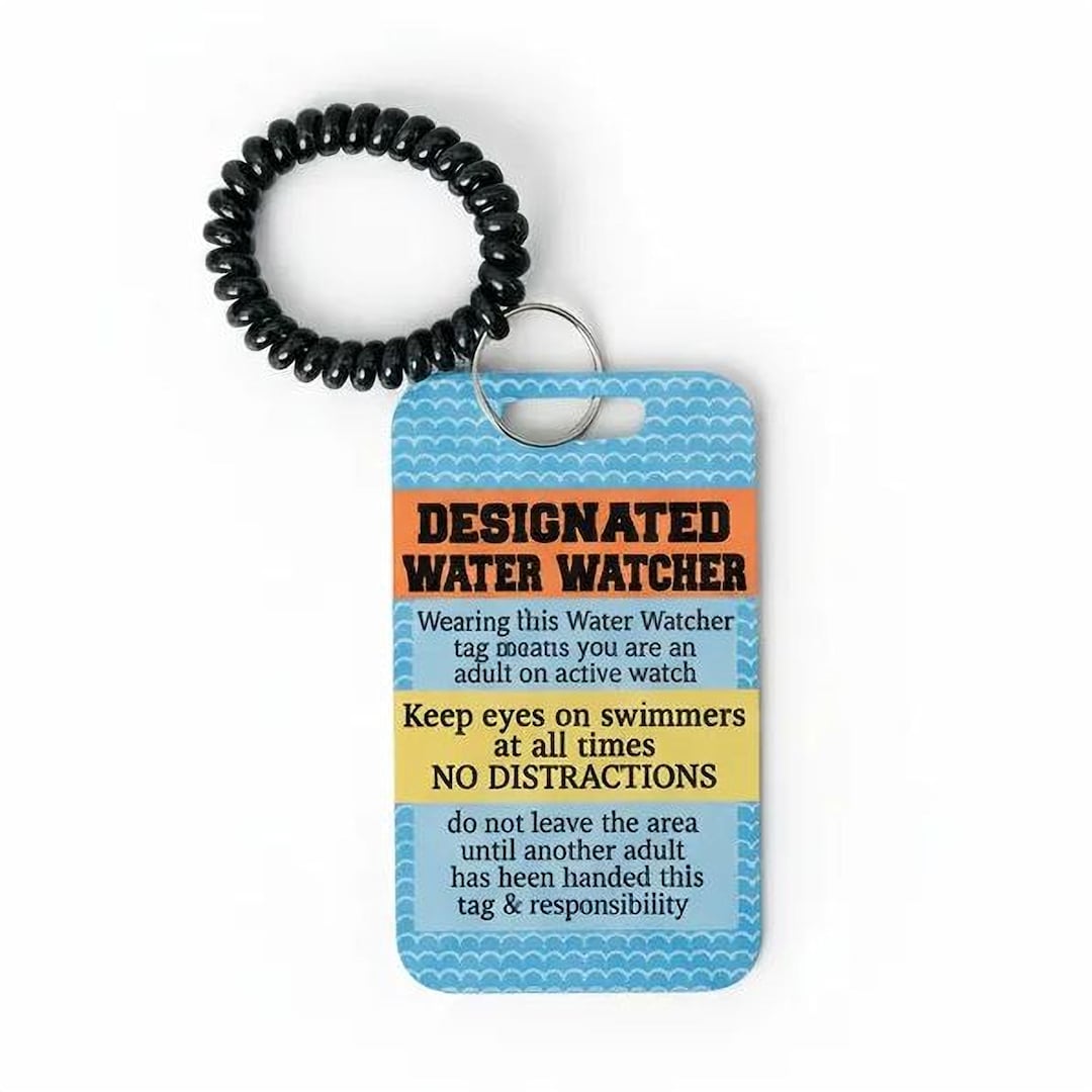 Water Watcher Safety Badge, Aluminum Pool Tag With Coil Bracelet - Etsy