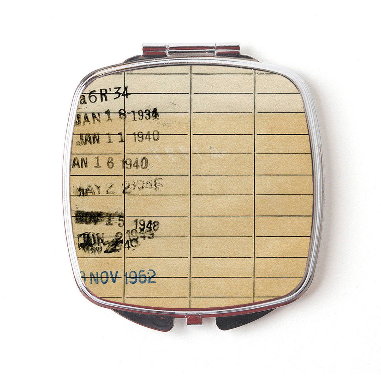 Vintage Library Card Compact Purse Mirror Gift for Readers - Etsy