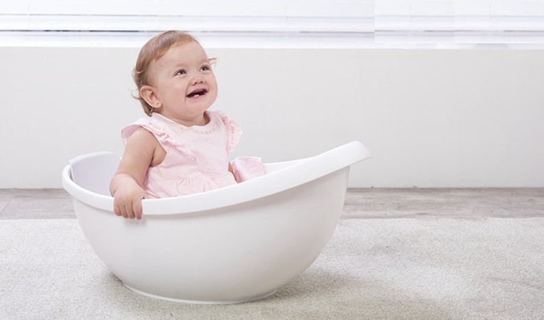 Sol Bath Tub, White, Sitter Size Baby Bath Tub Prop, Curved Back ...