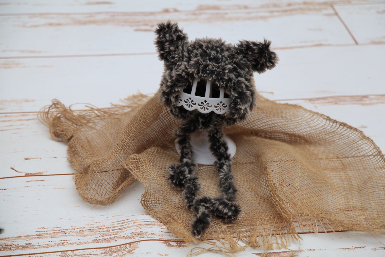 Sitter Fuzzy Bear Bonnet Hat, Newborn Photography Photo Prop - Etsy