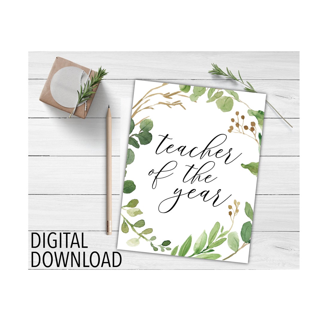 Teacher of the Year. Download. Instant Download. JPEG. Printable. - Etsy