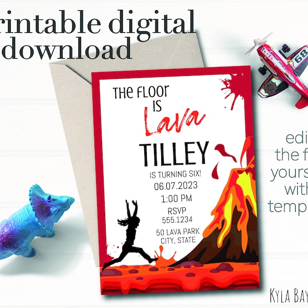 Floor is Lava Birthday Invitations - Etsy UK