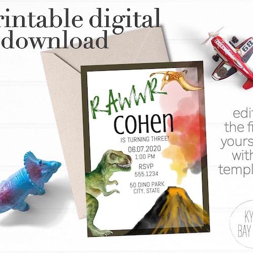 Volcano Birthday Party Invitation DIGITAL Kids Birthday - Etsy