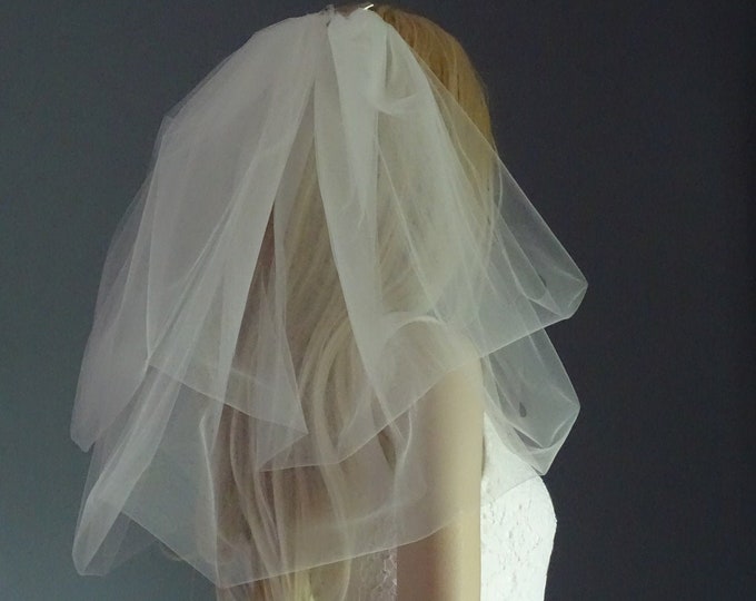 2 Tier Bubble Wedding Veil, Modern Bubble Veil, Short Wedding Veil, 2 ...