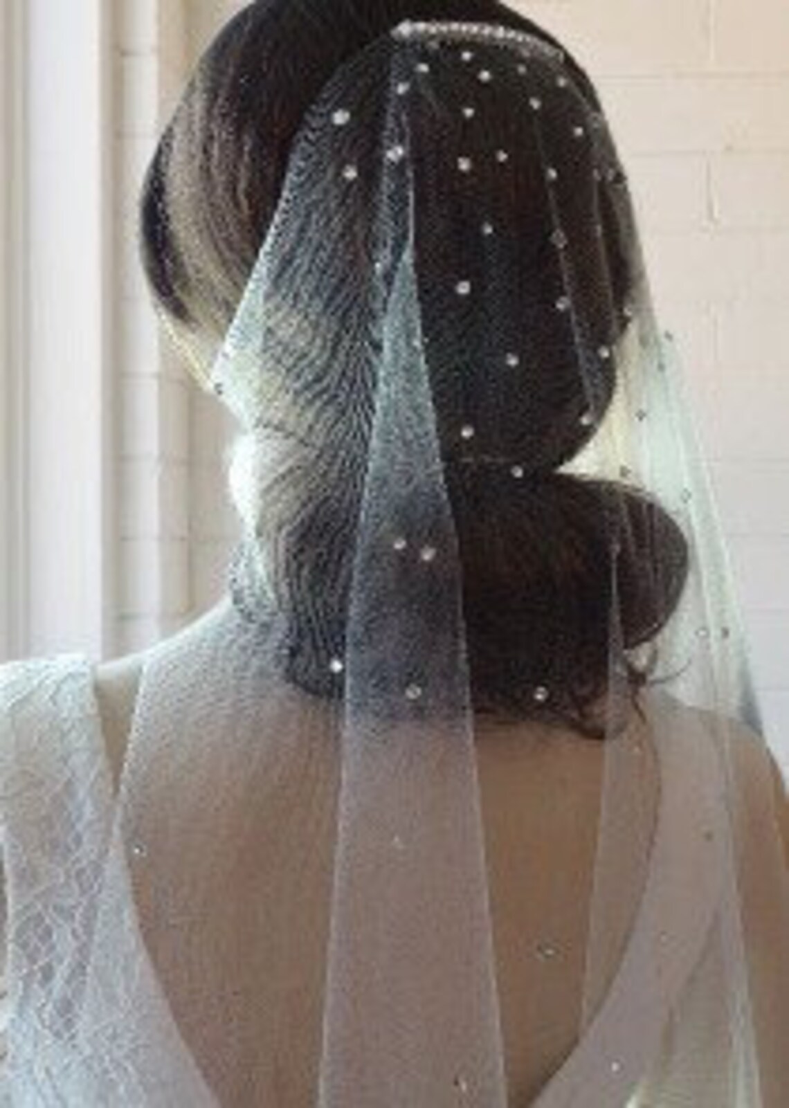 Crystal Drop Veil, Crystal Wedding Veil, Ivory Veil, Sparkling Crystal ...