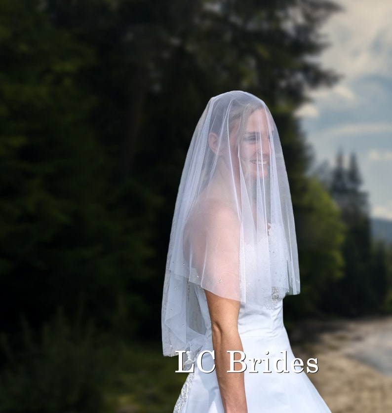 GIA Crystal Edged Sheer Drop Veil Soft English Net Veil - Etsy
