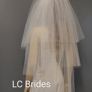 BRIANA | 3 Tier Pouf Cathedral Wedding Veil With Blusher Veil, Dramatic ...