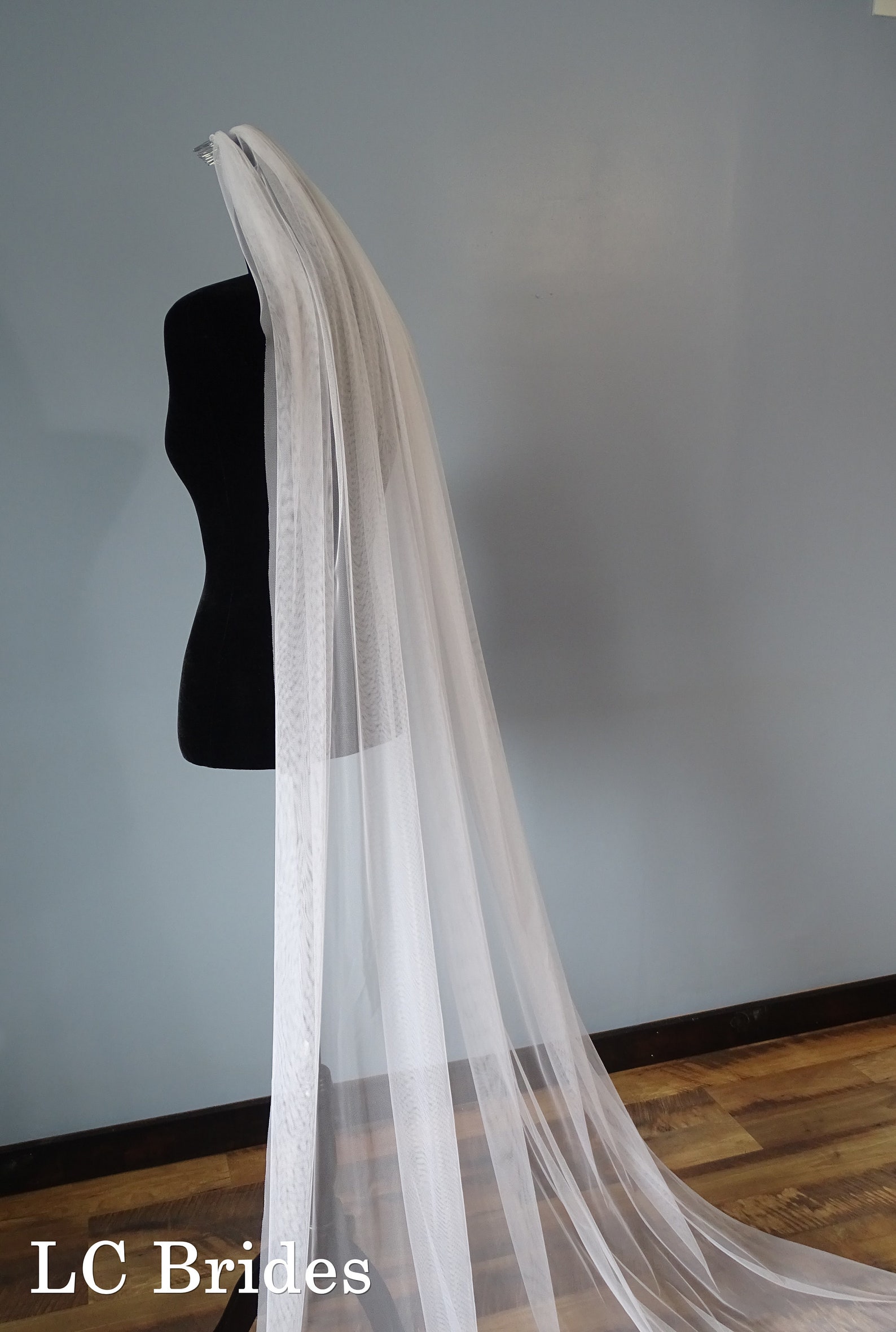 CHRISTINA | Soft Cathedral Length Wedding Veil, English Net, Long ...