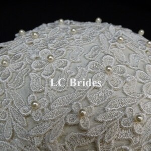 Ivory Wedding Mini Hat, Ivory Lace Fascinator Hat, Ivory Bridal Hat ...