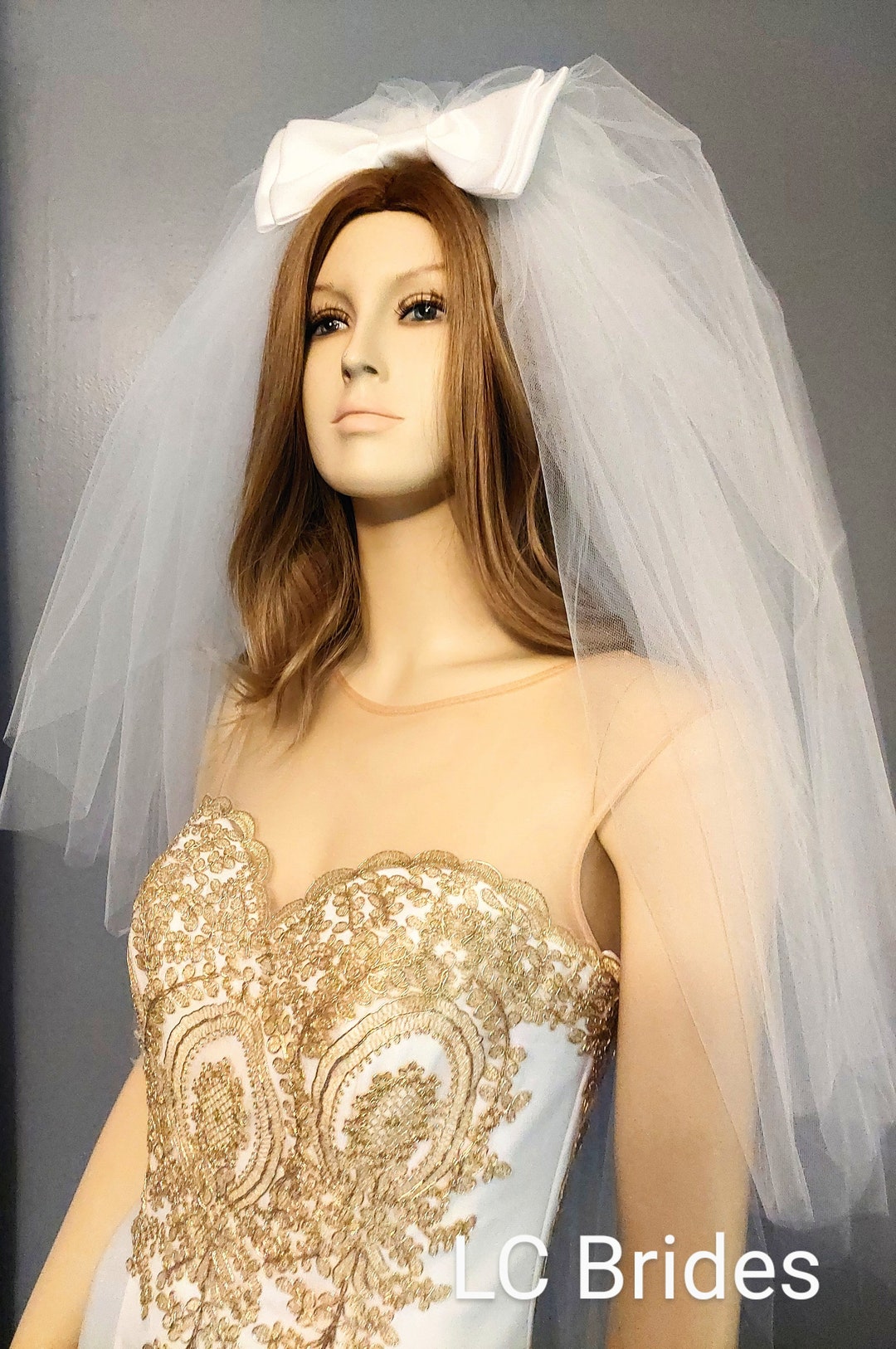 BRIANA | 3 Tier Pouf Cathedral Wedding Veil With Blusher Veil, Dramatic ...