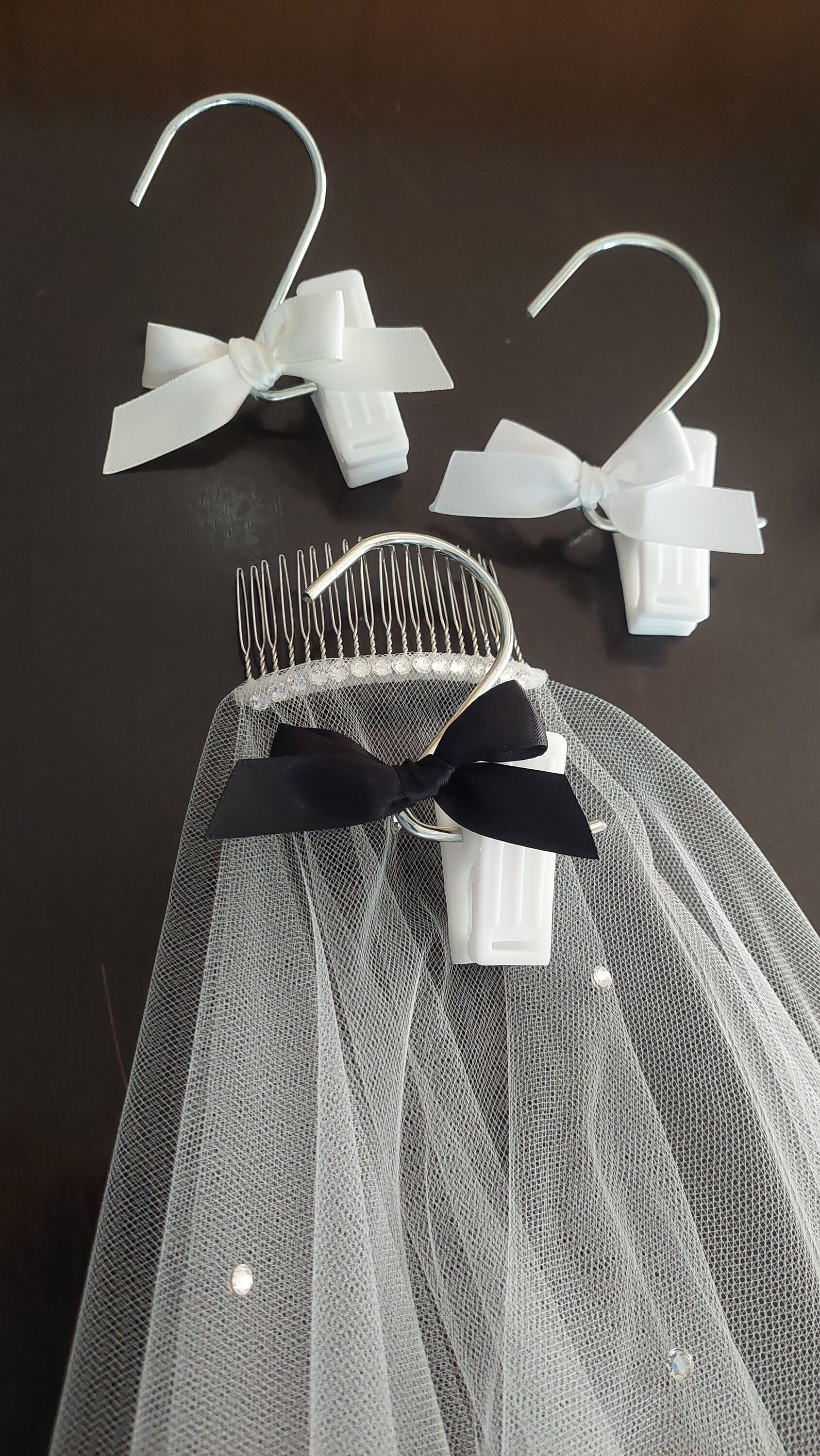 Wedding Veil Hanger With Bow Veil Clip Veil Hanger Black - Etsy