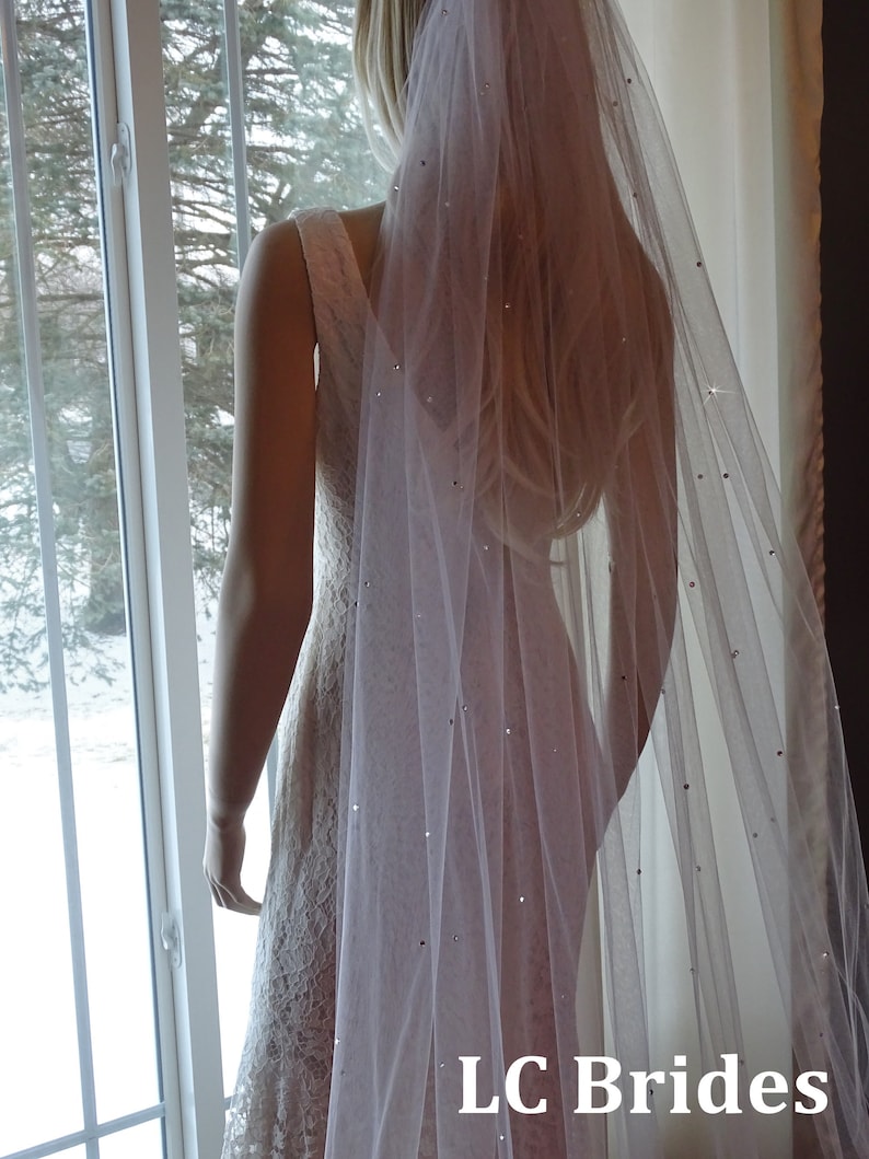 Sparkling Crystal Cathedral Wedding Veil, Cathedral Veil, Long Veil ...