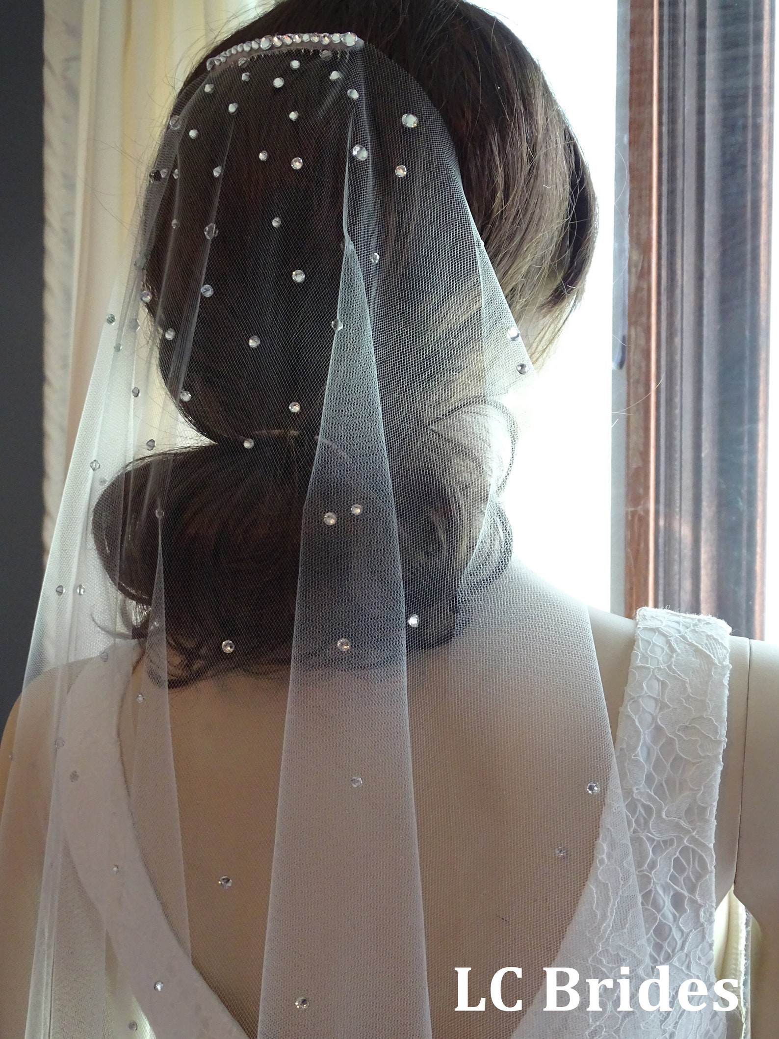 Crystal Drop Veil Crystal Wedding Veil Ivory Veil Sparkling | Etsy