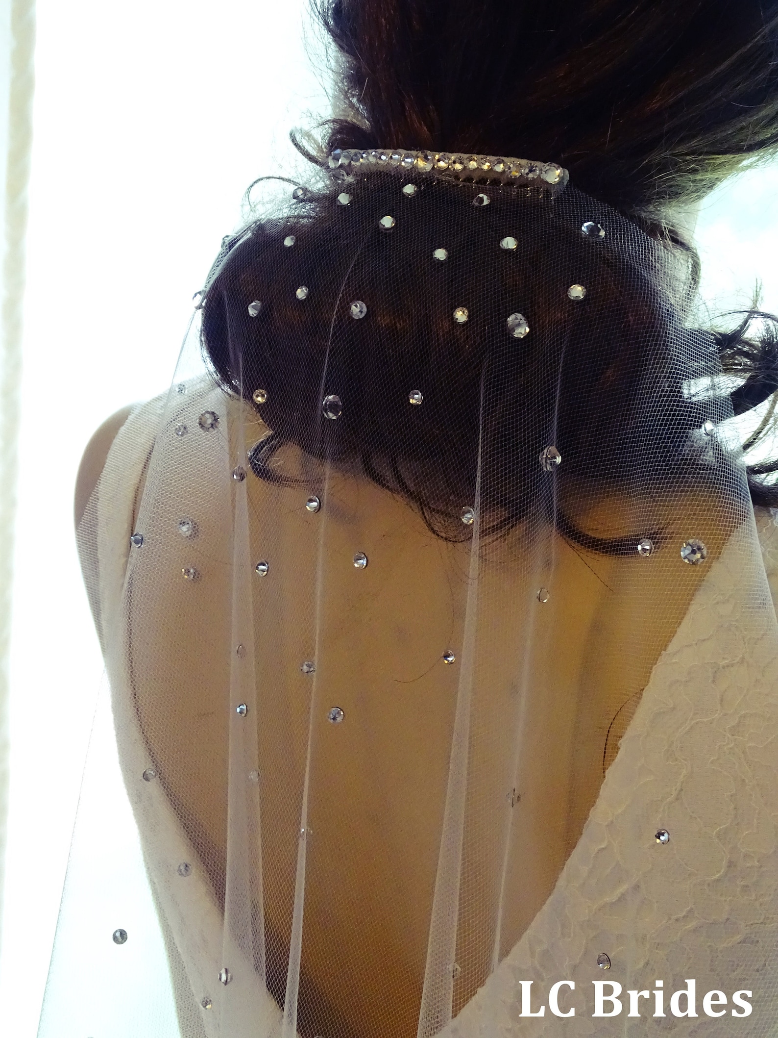 Crystal Drop Veil, Crystal Wedding Veil, Ivory Veil, Sparkling Crystal ...