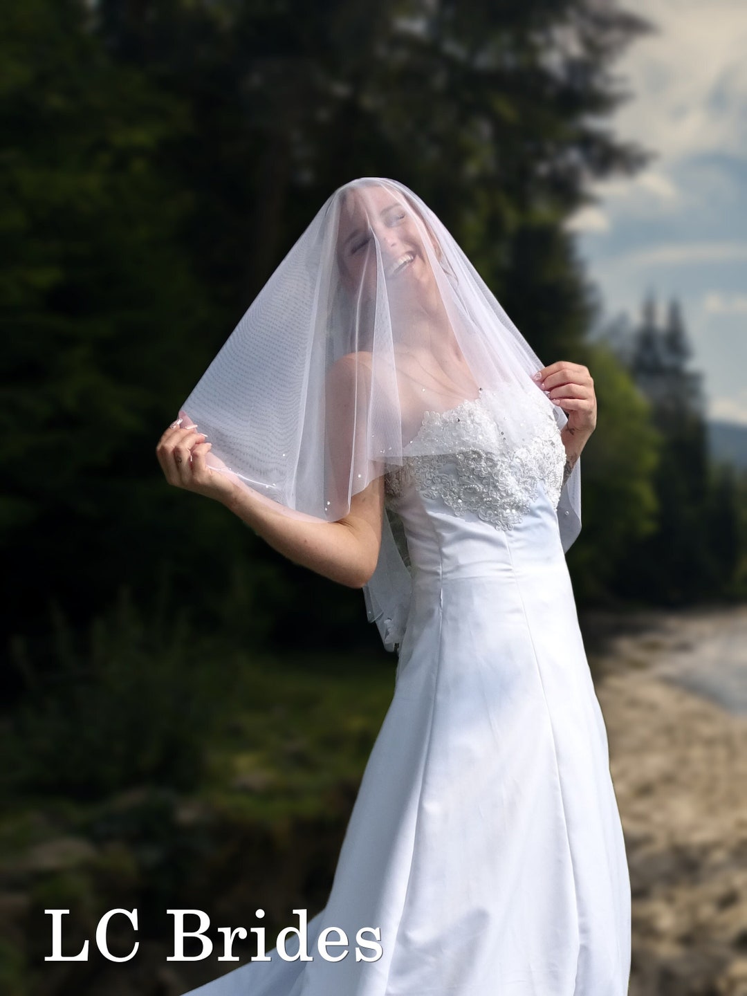 GIA | Crystal Edged Sheer Drop Veil, Soft English Net Veil, Soft Veil ...