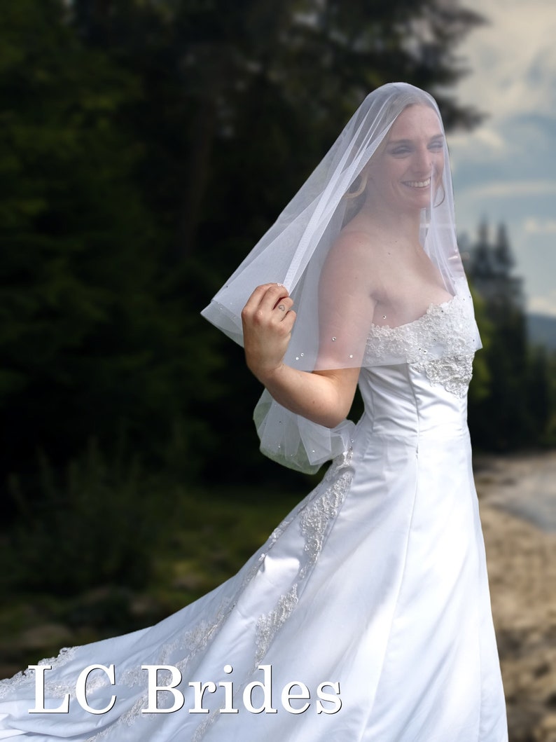GIA Crystal Edged Sheer Drop Veil Soft English Net Veil - Etsy