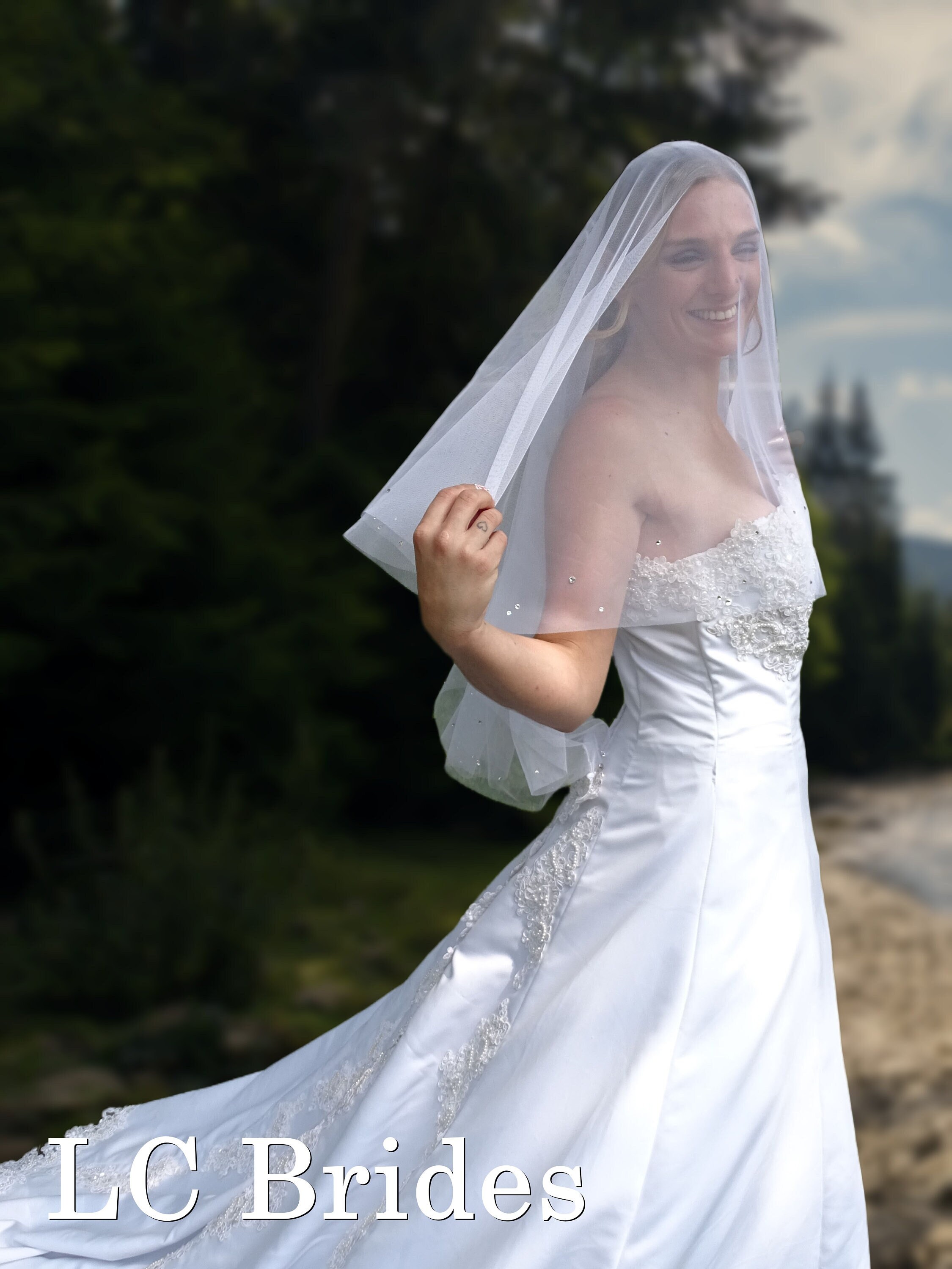 GIA Crystal Edged Sheer Drop Veil Soft English Net Veil - Etsy