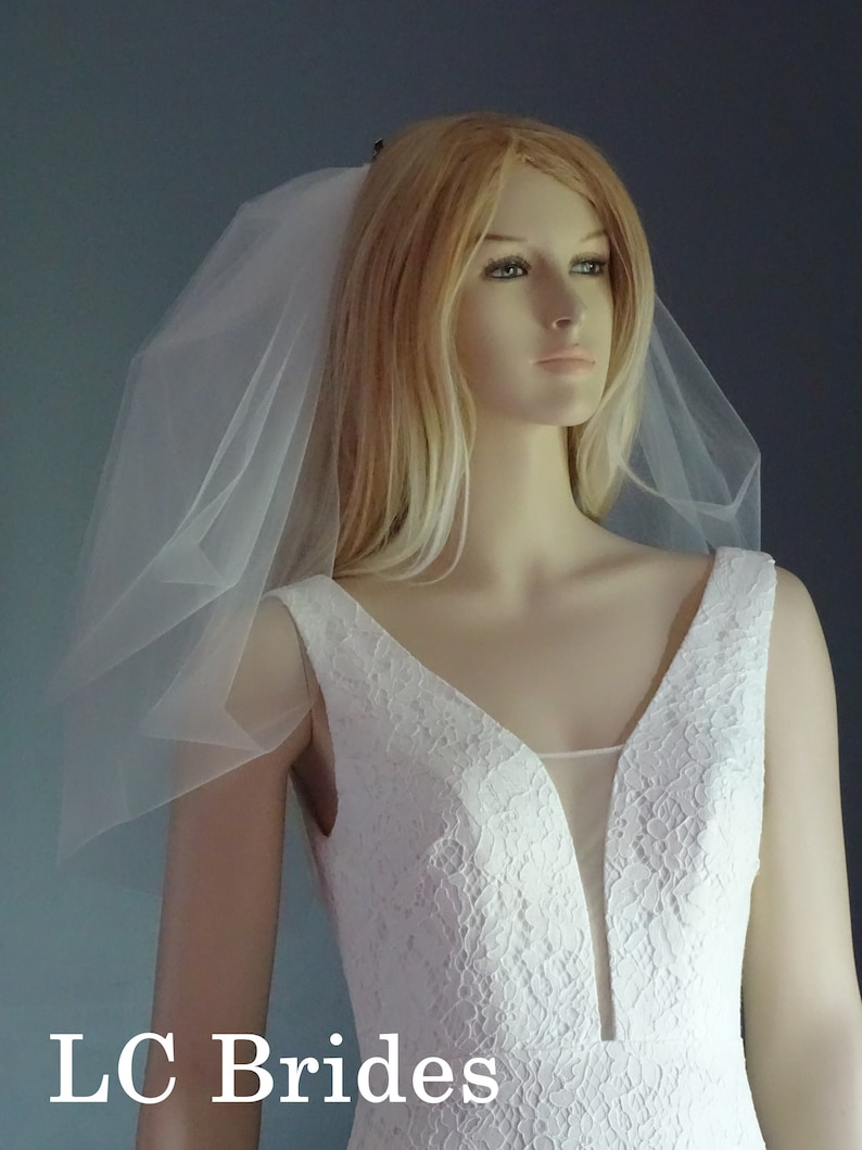 2 Tier Bubble Wedding Veil, Modern Bubble Veil, Short Wedding Veil, 2 ...