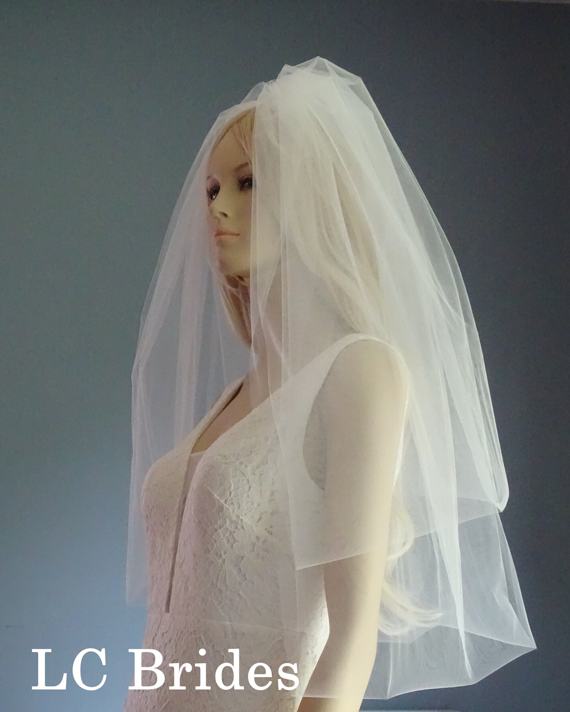 2 Tier Bubble Wedding Veil, Modern Bubble Veil, Elbow Wedding Veil, 2 ...