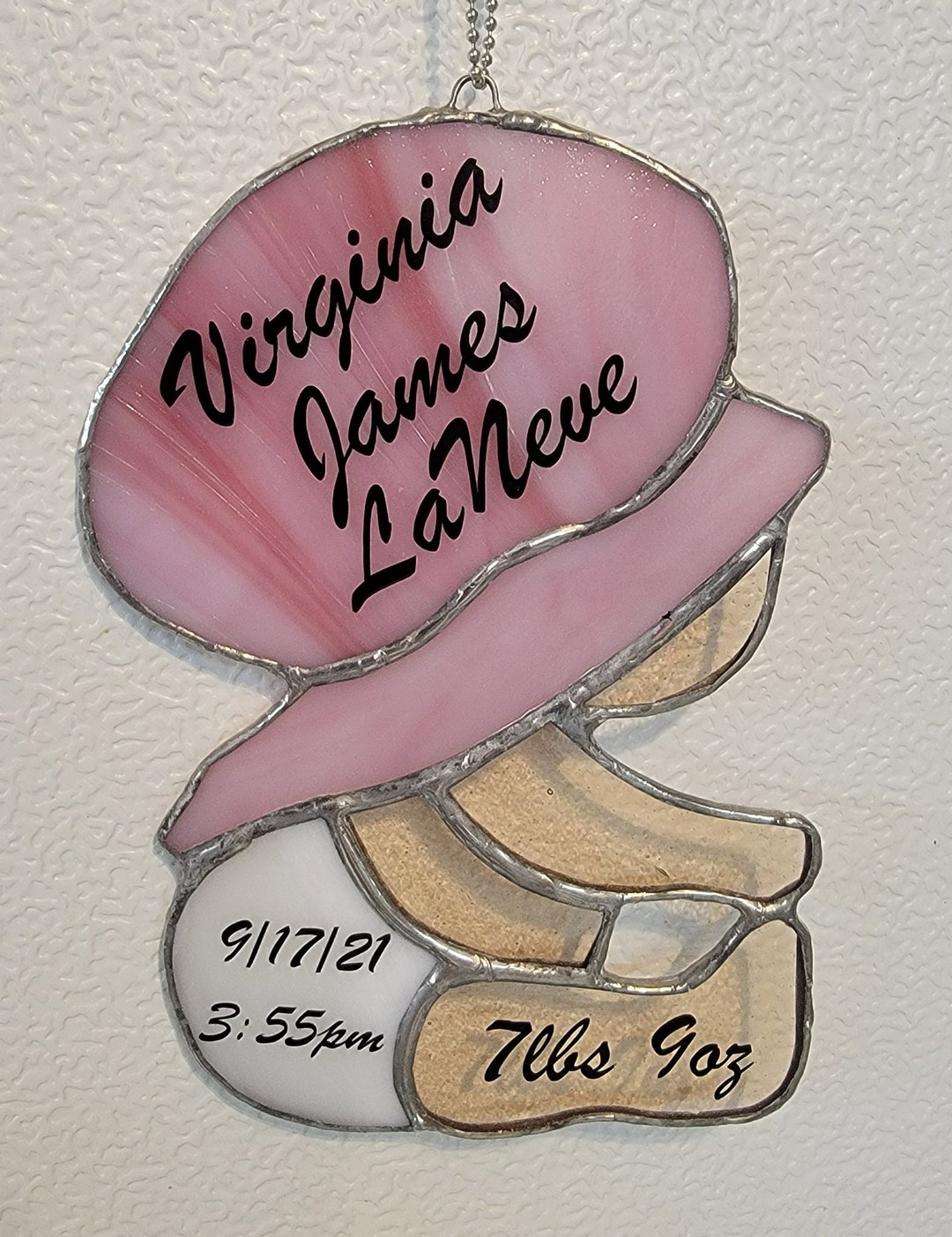 Customizable Stained Glass Baby Birth Announcement Ornament Sun Catcher ...