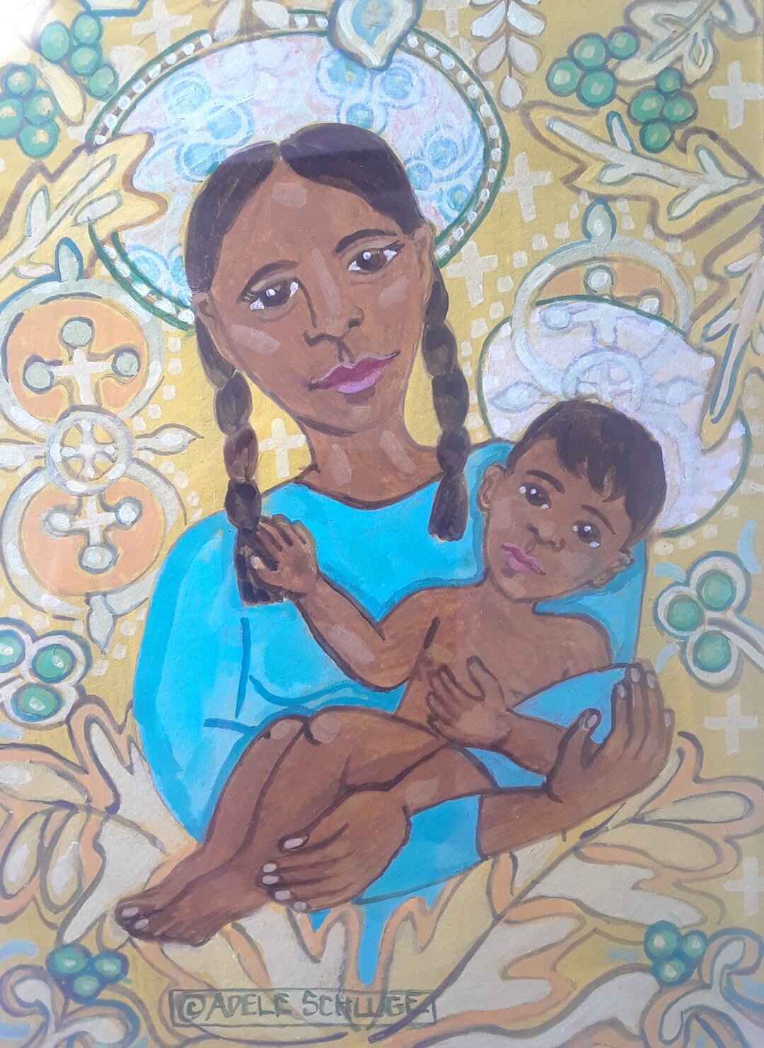 Madonna and Christ Child Multicultural Art Folk Original Art Mother ...