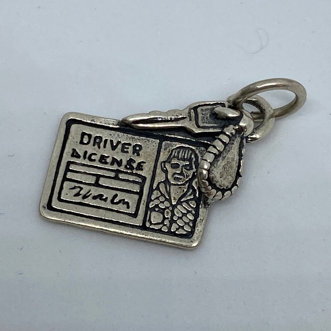 Drivers License and Keys Vintage Sterling Silver Charm FAST SHIPPING ...
