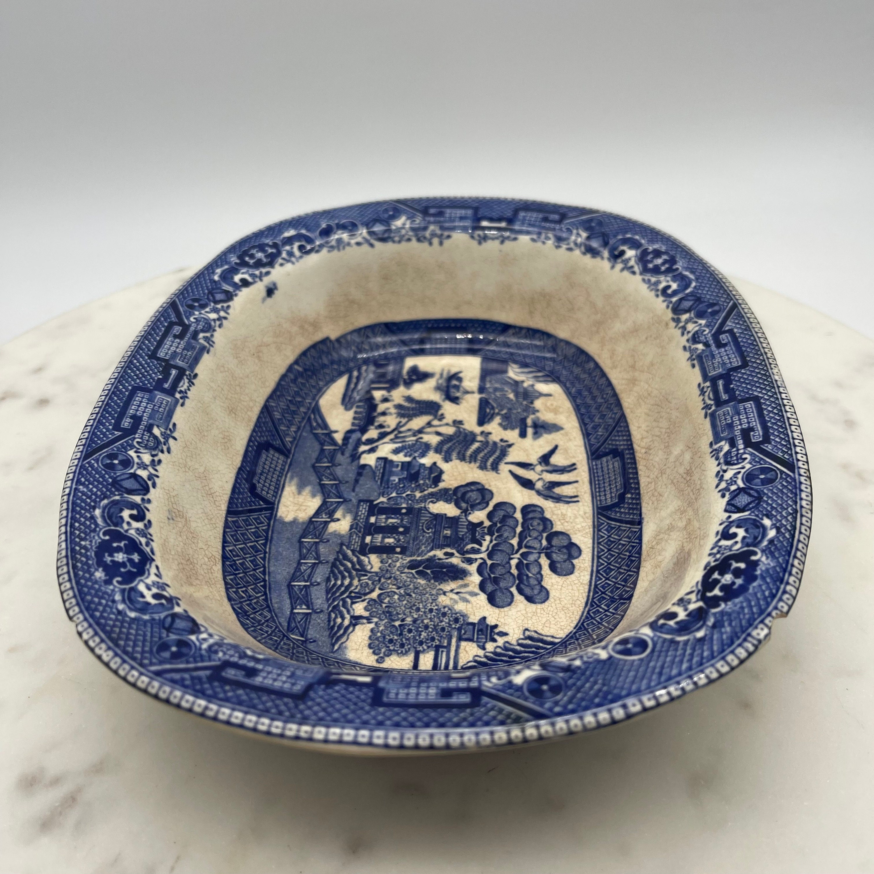 Buffalo Pottery Blue Willow China Platter Bowl - Blue and White ...