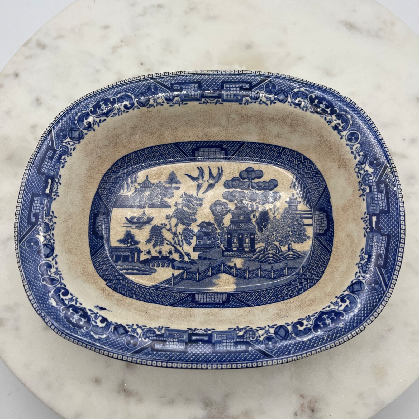 Buffalo Pottery Blue Willow China Platter Bowl Blue and - Etsy