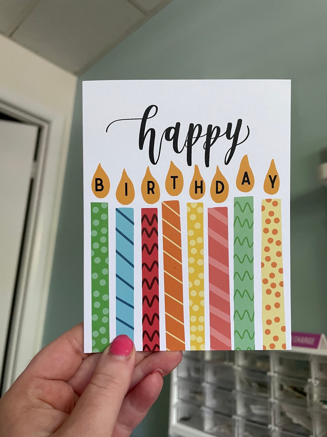 Colorful Birthday Card Happy Birthday Card With Candles - Etsy