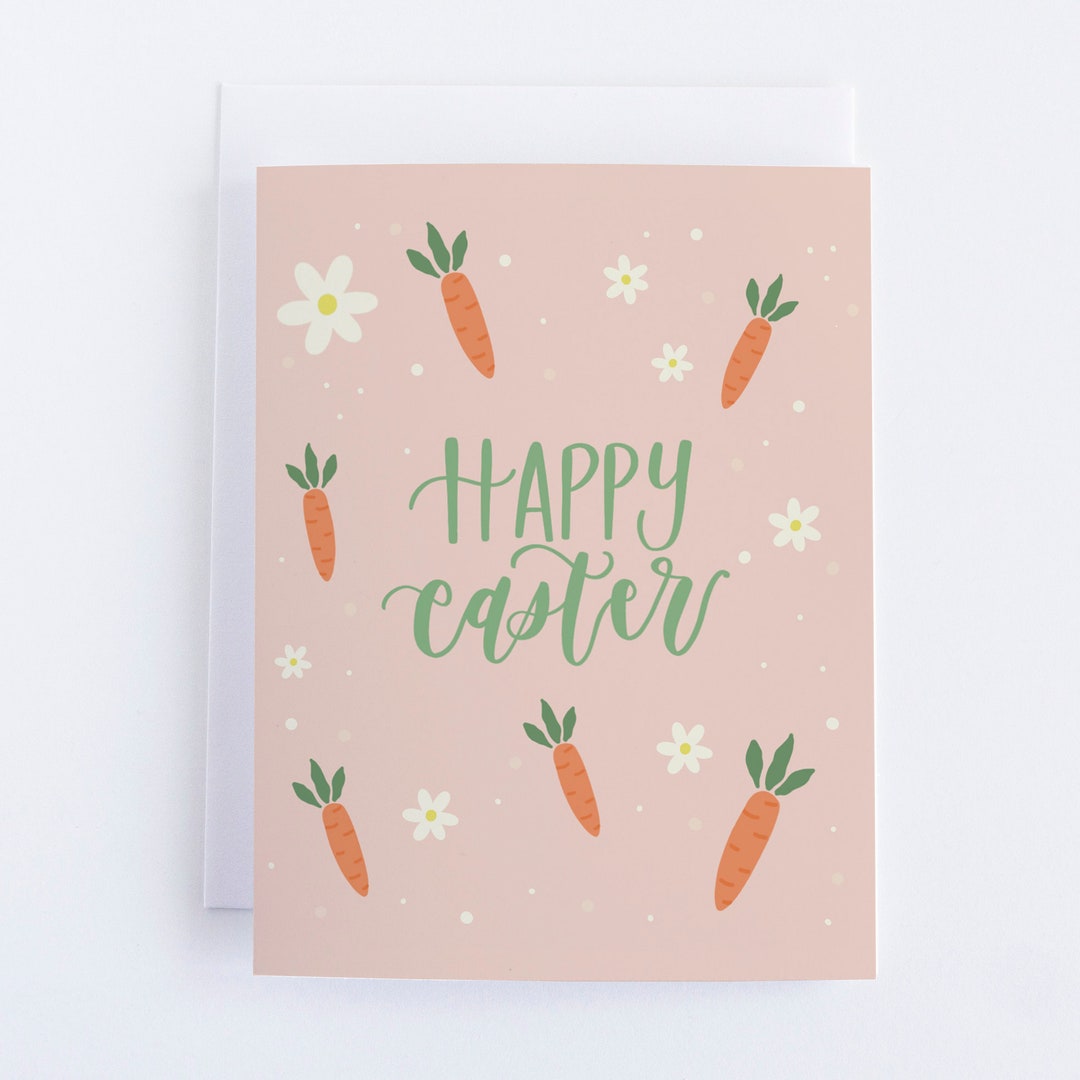 Happy Easter Card | Spring Card With Carrots and Flowers | A2 Greeting ...