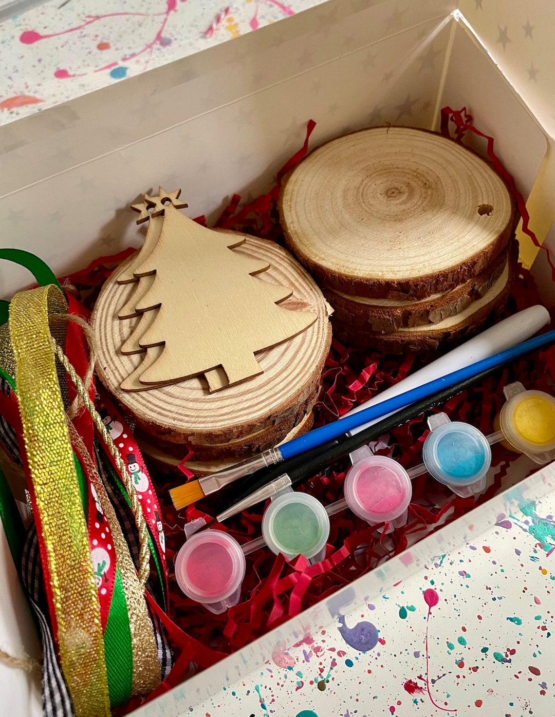 DIY Christmas Ornament Kit DIY Kit for Kids Wood Slice - Etsy