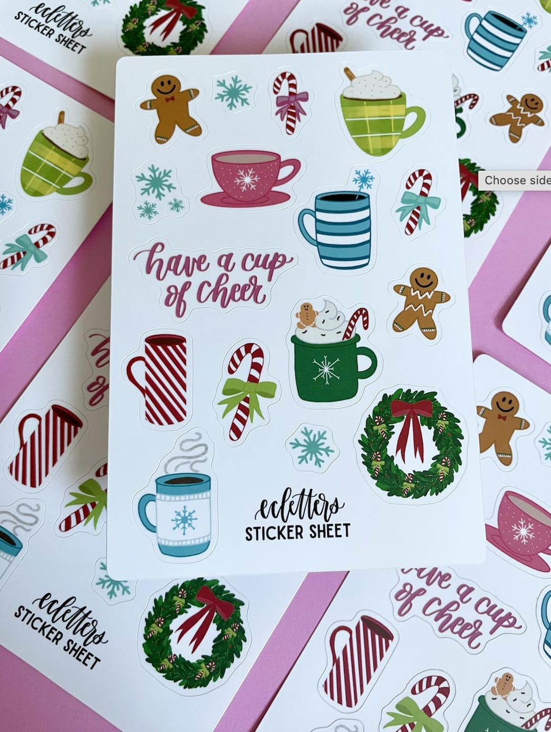 Christmas Sticker Sheet | Holiday Scrapbook Sticker Sheet | Planner ...
