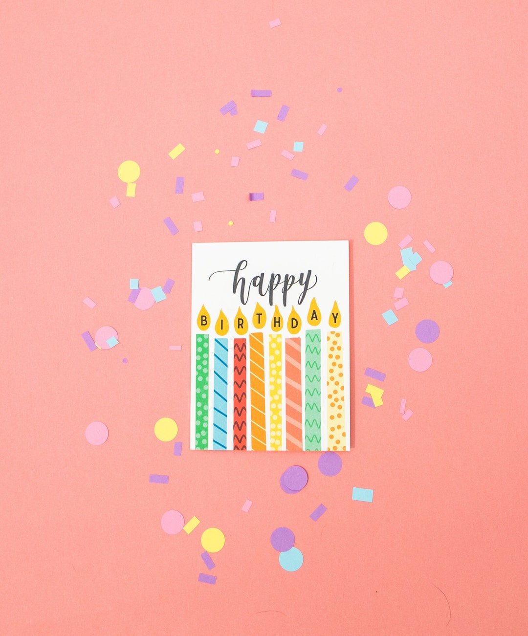 Colorful Birthday Card | Happy Birthday Card With Candles | Hand ...