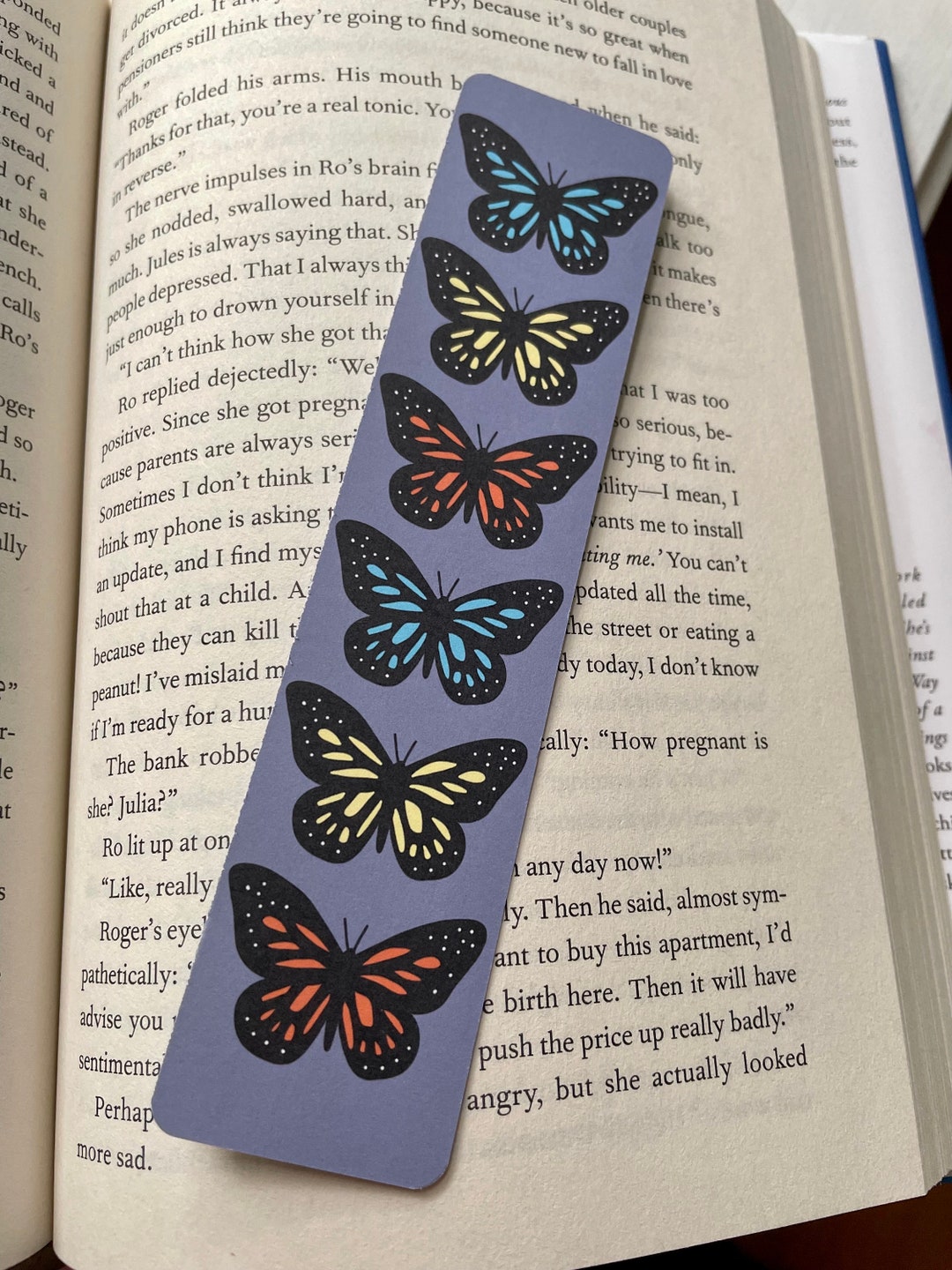 Butterfly Bookmark | Blue, Orange, Yellow Butterflies | Botanical ...