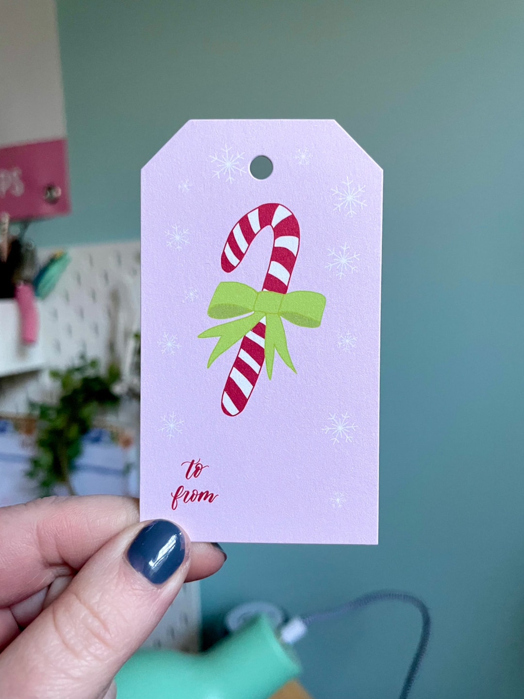 Pink Christmas Gift Tags | Candy Cane Gift Tags | Pink & Green ...