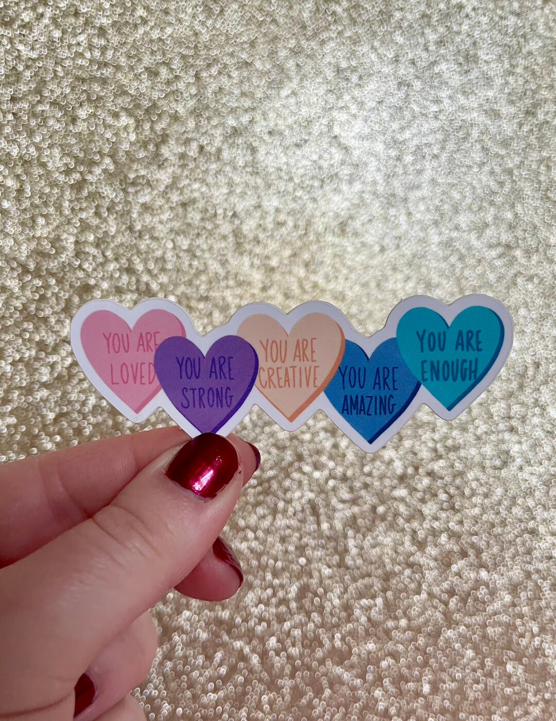 Candy Heart Affirmations Sticker. Positive Affirmation. Valentine's Day ...