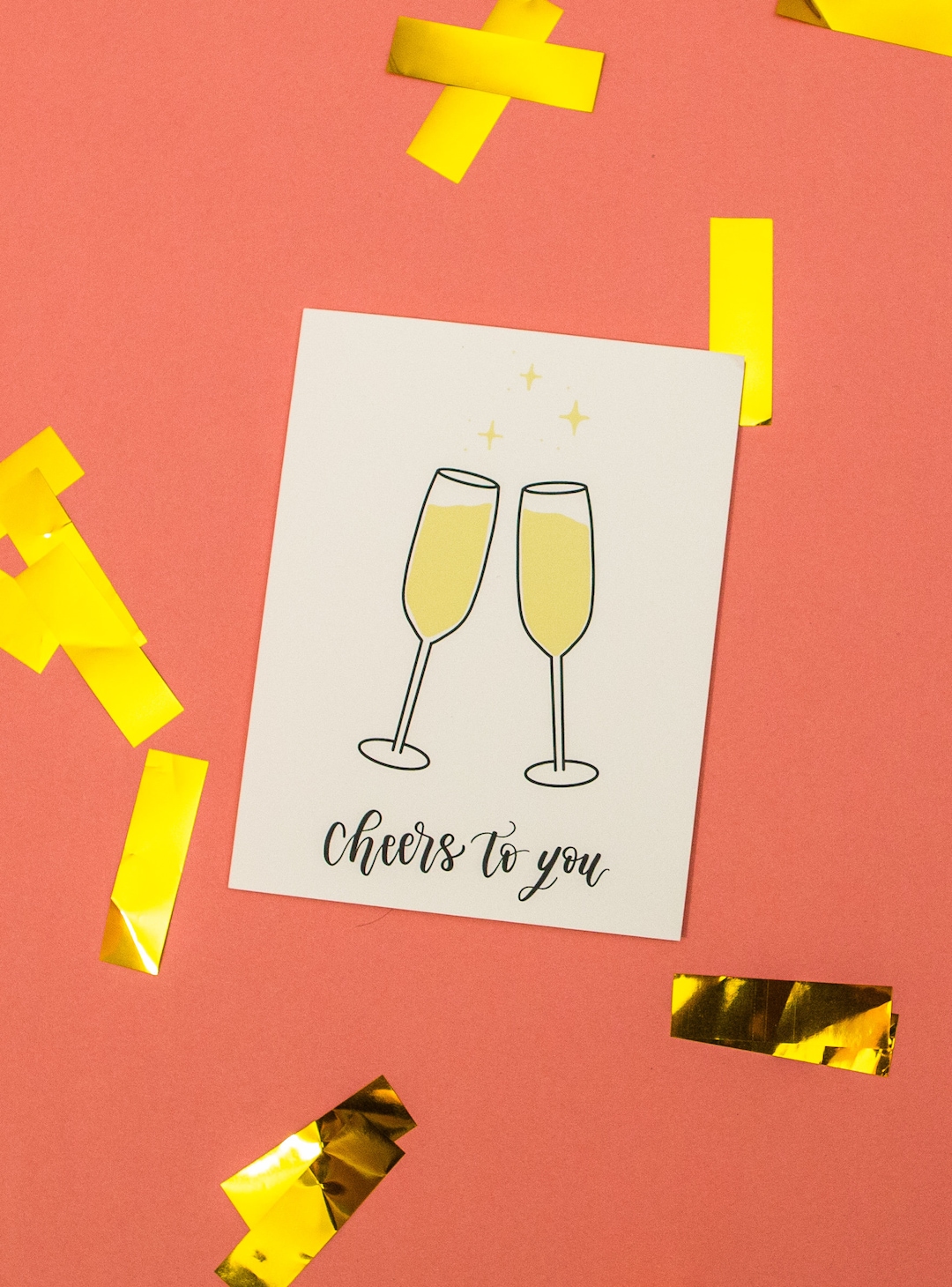 Cheers to You Greeting Card | Champagne Celebration (A2 Size) - Etsy