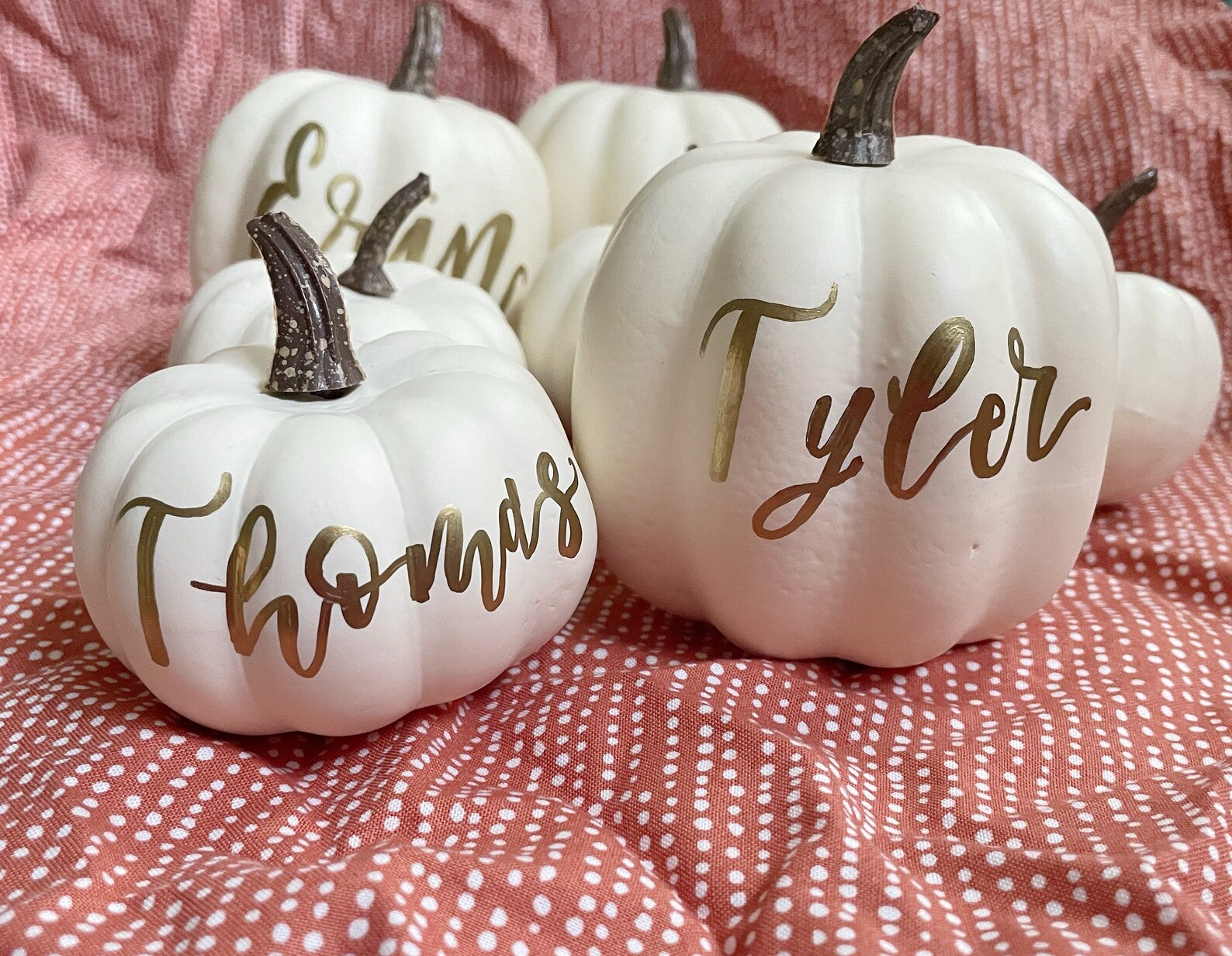 Personalized Pumpkin Place Card - White Faux Pumpkin, Thanksgiving ...