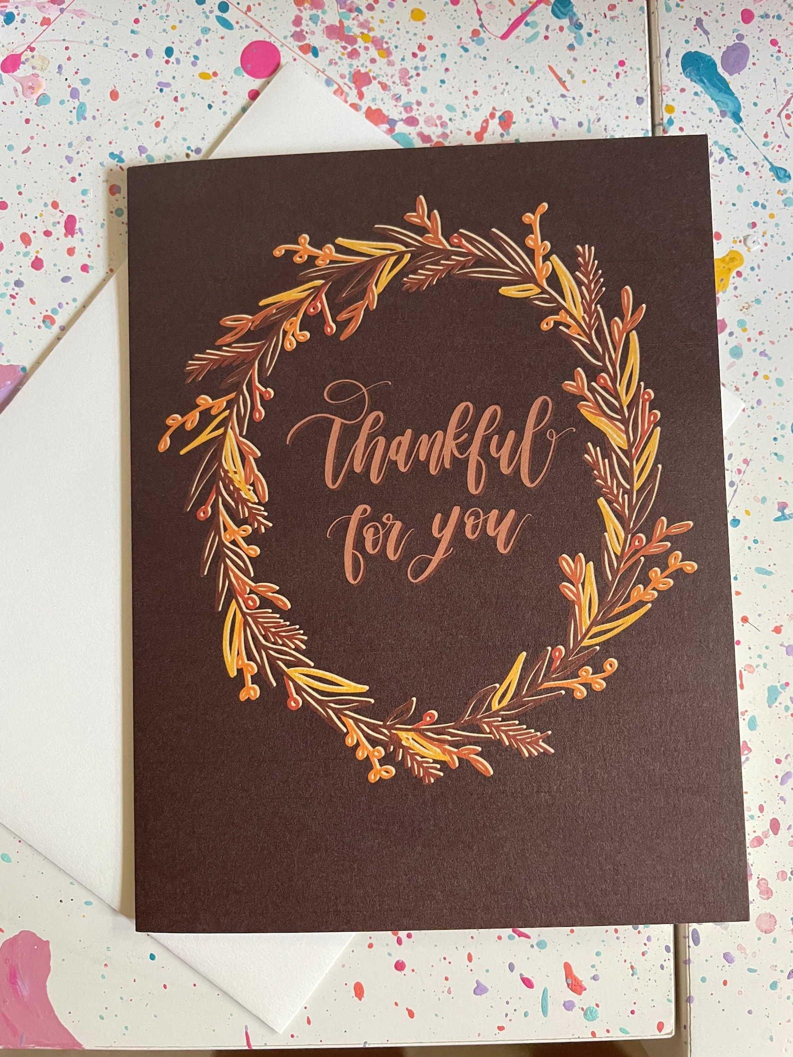 Thankful for You Thanksgiving Greeting Card. Burgundy Card With Floral ...