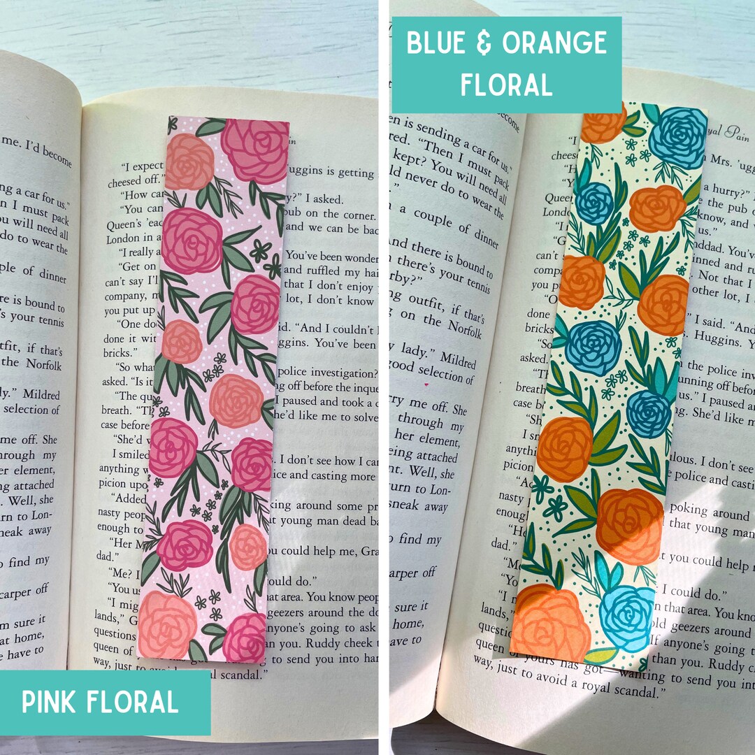 Floral Bookmark | Spring Flower Bookmark | Pink and Orange Flowers ...