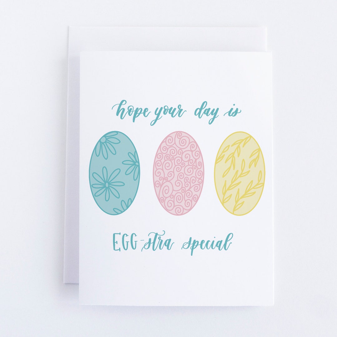 Pastel Egg Easter Card | Hope Your Day is Egg-stra Special | Easter Pun ...