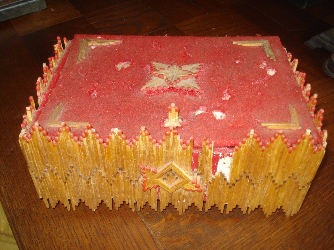 Vintage Tramp Art, Match Stick Art - Jewelry Box, Prison Art 1960's - Etsy
