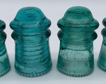 001 HEMINGRAY No. 19 Aqua Blue Glass Insulator 1880's - Etsy