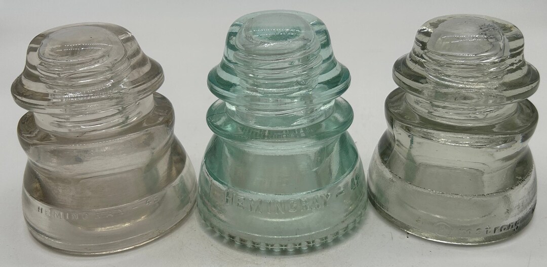 Box of 9 Random Vintage Clear Glass Insulators - Etsy