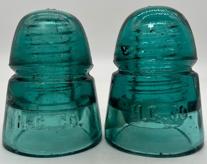 Vintage 1960s Green Glass Hemingray-42 Insulators, CD154, Rounded Drip ...